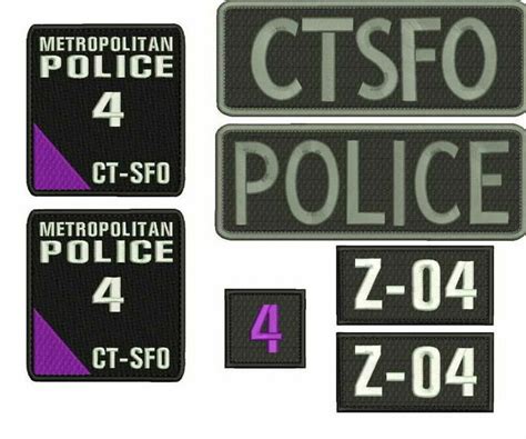 Metropolitan Police 4 Ctsfo Embroidery Patches 4x45 Hook Purple Corner