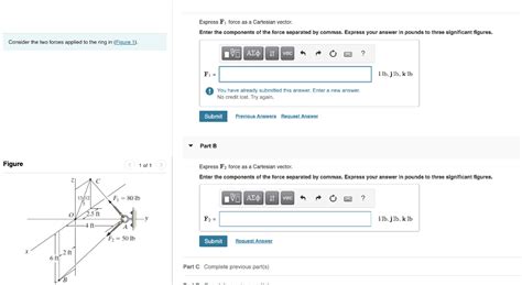 Solved Express F1 Force As A Cartesian Vector Enter The Chegg Com