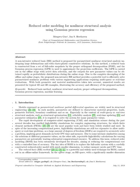 Rom For Nonlinear Structural Analysis Pdf Regression Analysis Tensor