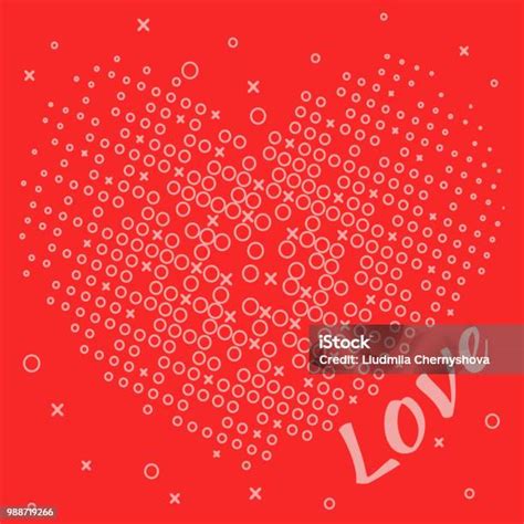 점 들의 심장입니다 레드와 핑크 파스텔 컬러로 로맨틱 인쇄입니다 벡터 그림 엽서 티셔츠의 디자인입니다 0에 대한 스톡 벡터 아트 및 기타 이미지 Istock