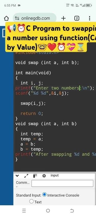 C Program To Swap Two Numbers Using Function Call By Value