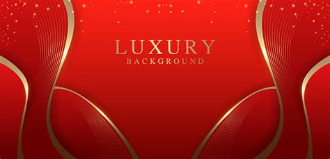 럭셔리 추상 우아한 금색 빛나는 곡선 와 조명 효과 빨간색 배경에 반짝임 템플릿 프리미엄 어워드 디자인입니다 벡터 일러스트 레이