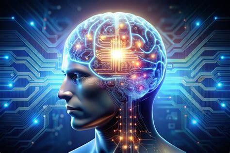 Human Robot Synergy Ai And Microchip Integration In Technology Stock Illustration