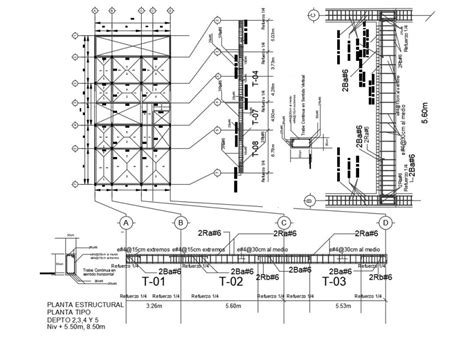 Column Installation Plan And Beam Structure Detail 2d View Cad Construction Block Autocad File