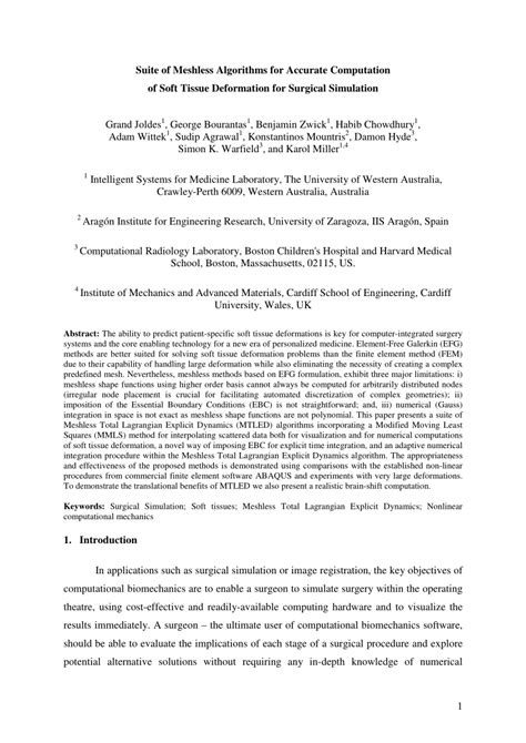 pdf suite of meshless algorithms for accurate computation of soft