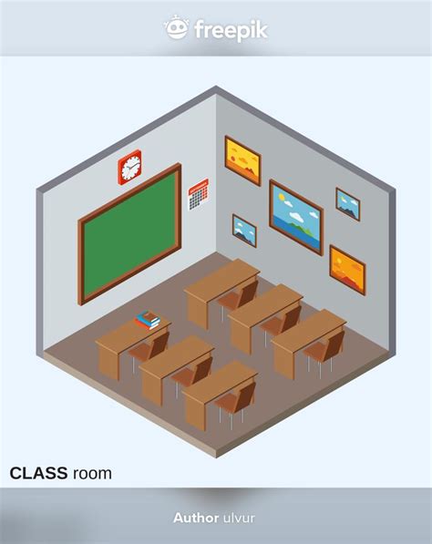 Premium Vector Class Room Flat Isometric Vector Illustration