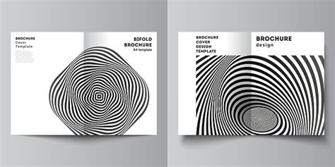 두 개의 A4 형식의 벡터 레이아웃 현대 커버 모형 디자인 템플릿 양면 브로셔 전단지 소책자 보고서 착시 검은 디자인 패턴 추상 3d 기하학적 배경 0명에 대한 스톡 벡터