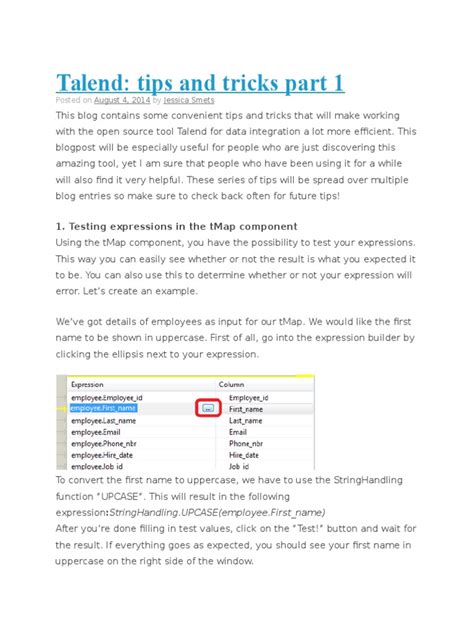 Talend Tips Pdf Variable Computer Science Table Database