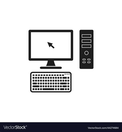 Computer Cpu And Wireless Keyboard Icon Flat Vector Image