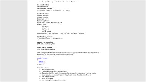 Solved The Algorithm To Generate The Trendline Of A Set Of Chegg