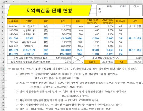 Itq 엑셀 함수 2020년 11월 C형 기출문제 해설 네이버 블로그