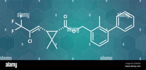 Bifenthrin Insecticide Molecule Pyrethroid Class Skeletal Formula