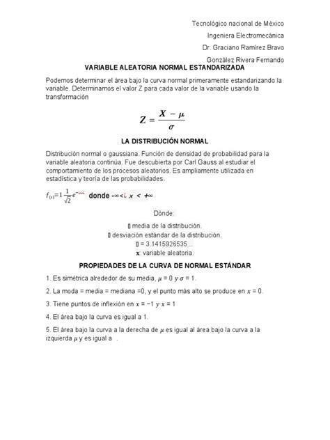 Variable Aleatoria Normal Estandarizada Pdf
