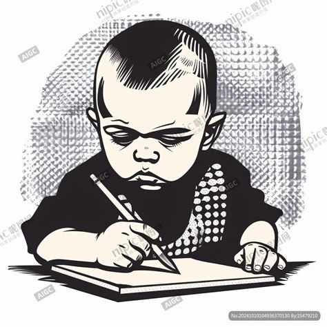 Ai创作图写作业的小孩 手绘读书小男孩 拿毛笔的小孩 学习手绘卡通图案 卡通写作业 刻苦读书国画 小画家人物插画 读书人物画 写书法的小男孩