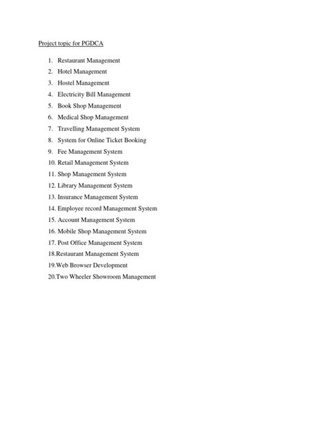 pgdca project topic pdf