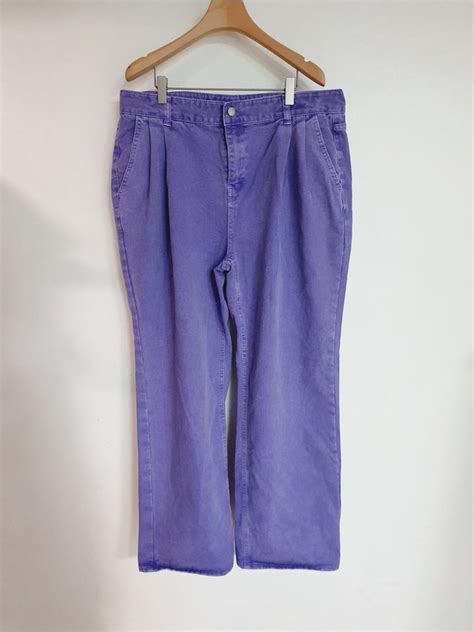 남성 투턱 핀턱 피그먼트 와이드 데님 팬츠 퍼플 3 헬로마켓