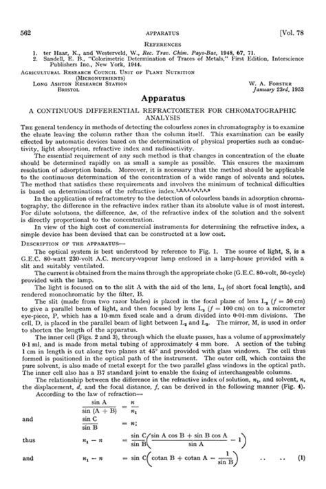 Apparatus A Continuous Differential Refractometer For Chromatographic Apparatus A Continuous Differential Refractometer For Chromatographic