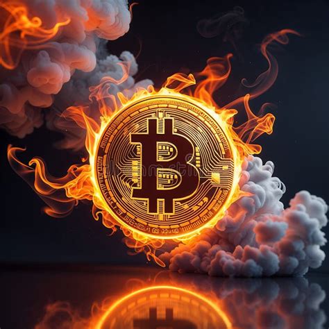 Prominent Bitcoin Symbol In Fiery Orange With Dynamic Swirling Design Stock Illustration