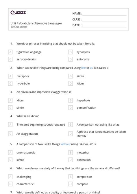 50 Hyperbole Worksheets For Kindergarten On Quizizz Free And Printable