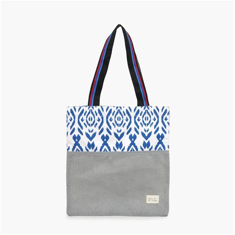 Basic Tote Gray And Blue Stylish And Reusable Tote Bag