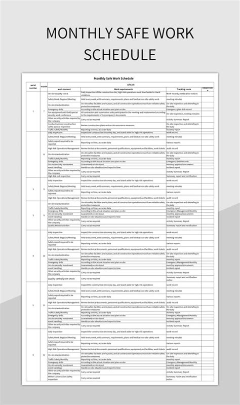 Monthly Safety Training Schedule Template At Mary Settle Blog