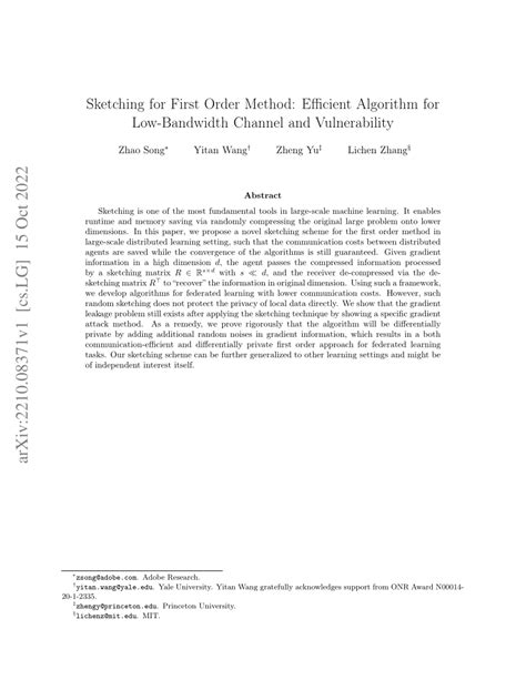 Pdf Sketching For First Order Method Efficient Algorithm For Low