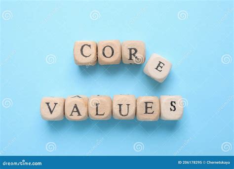 Phrase Core Values Made Of Wooden Letters On White Background Top View