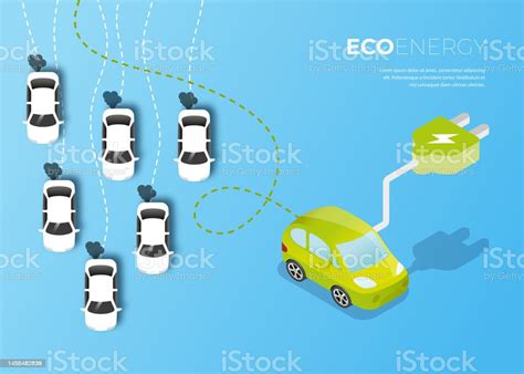 전기 자동차는 다른 화석 연료 차량과 분리 전기 자동차 대체 연료 자동차에 대한 스톡 벡터 아트 및 기타 이미지 전기 자동차