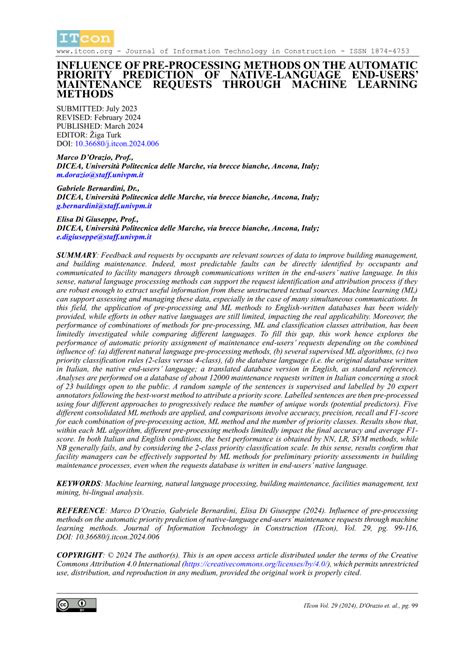 Pdf Influence Of Pre Processing Methods On The Automatic Priority Prediction Of Native