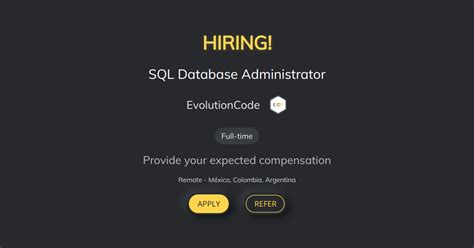 Sql Database Administrator At Evolutioncode Torre Sql Database Administrator At Evolutioncode Torre