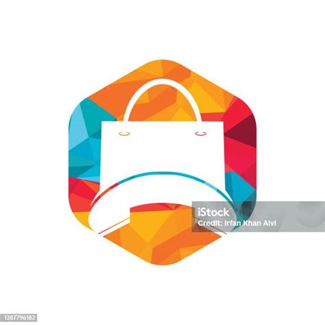 호출 스토어 벡터 로고 디자인 템플릿 핸드셋 아이콘 디자인의 쇼핑백 가방에 대한 스톡 벡터 아트 및 기타 이미지 가방 고객 구매 Istock