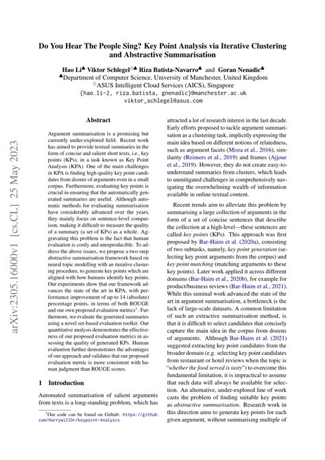 Pdf Do You Hear The People Sing Key Point Analysis Via Iterative