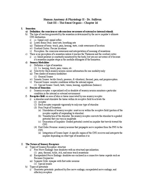 Unit Iii Lecture Notes Pdf Olfaction Ear