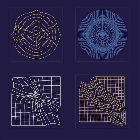 Y2k 요소 모음 레이브 사이키델릭 복고풍 미래형 세트 메모 포스터용 템플릿 프리미엄 벡터