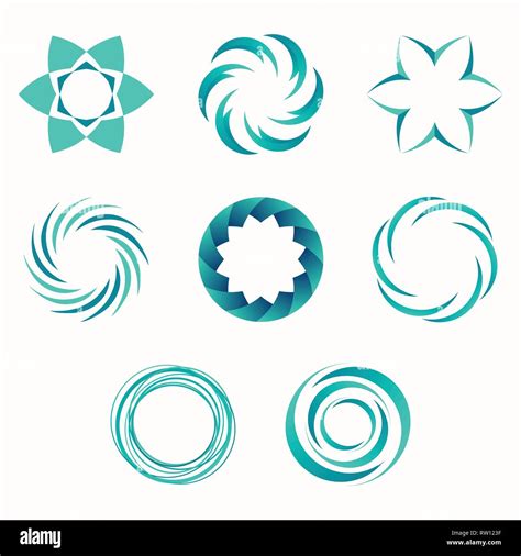 Abstract Geometric Shapes Symbols For Your Design Symmetric Center Shapes Turquoise Colors