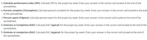 Solved 5 Schedule Performance Index Spi Calculate Spi
