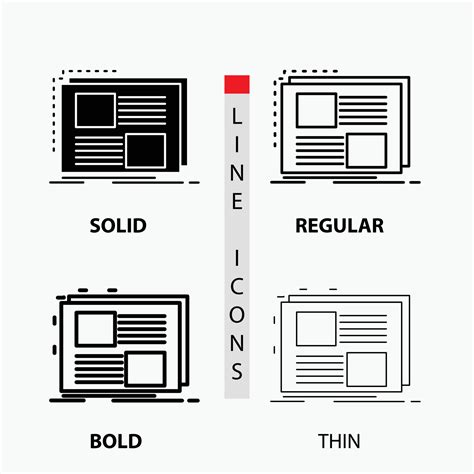 Content Design Frame Page Text Icon In Thin Regular Bold Line And
