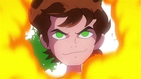 A Man With Green Eyes Standing In Front Of A Fire