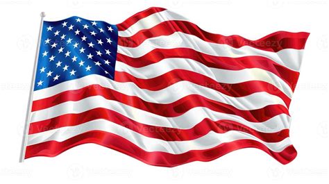 Ai Generated American Flag Waving Isolated On White The Usa Flag On A