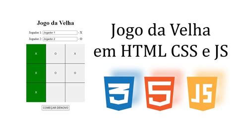 Jogo Da Velha Em Html Css E Js Youtube