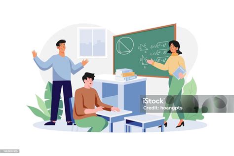 Student Attending Maths Class Illustration Concept On White Background