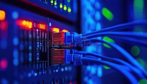 Close Up Shot Network Cable Connected Core Switch Stock Photos Free