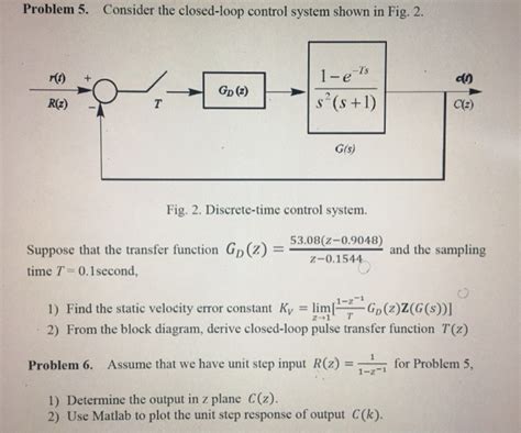 Solved Problem 5 Consider The Closed Loop Control System Chegg