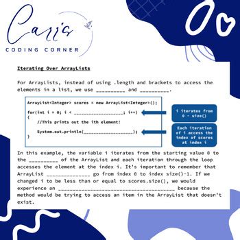 AP Computer Science A Unit 7 ArrayLists Guided Notes By Carr S Coding