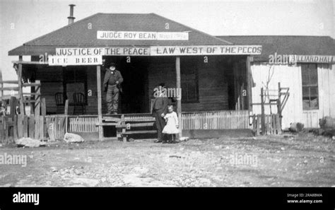 Langtry Texas C 1890 Judge Roy Bean Standing On The Porch Of His Courtroom Notary Office