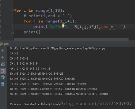 Python编写九九乘法表 详解九九乘法表python代码 Csdn博客