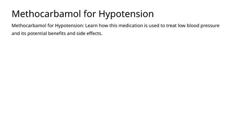 Methocarbamol For Hypotension Meds Is
