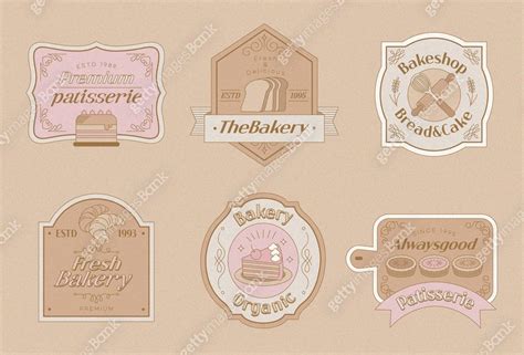스티커 라벨 레트로스타일 컨셉 도형 빅토리아스타일 로고 심볼 제과점 공공건물 디저트 이미지 Jv13649649 일러스트 게티이미지뱅크