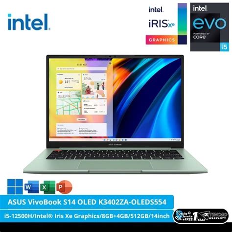 Jual ASUS VivoBook S14 OLED K3402ZA OLEDS554 Mint Green Intel EVO I5 12500H Intel Iris Xe