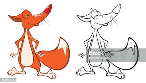 당신을 위해 디자인 및 컴퓨터 게임 귀여운 만화 캐릭터 붉은 여우의 벡터 일러스트 레이 션 색칠 하기 책 개요 세트 개에 대한